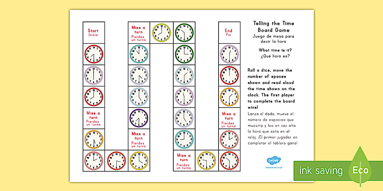 Lower Ability Differentiated Telling the Time Board Game - English ...