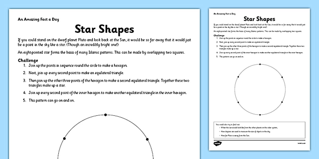 Star Shapes Worksheet / Worksheet (teacher made) - Twinkl