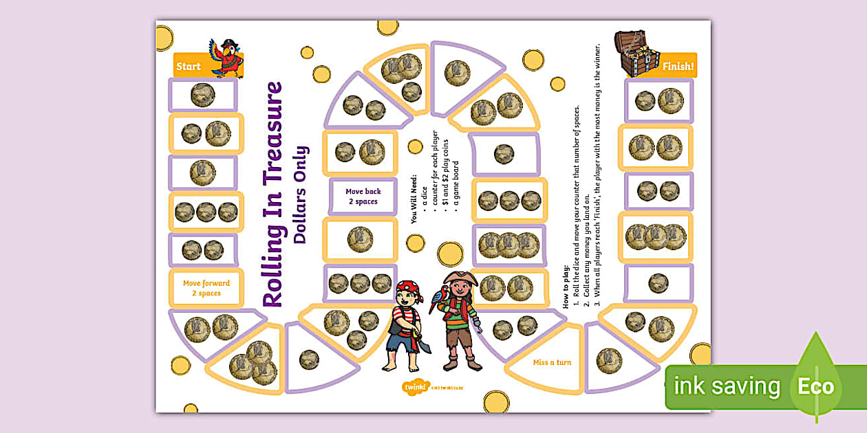 Rolling in Treasure Board Game (NZ Currency) - Dollars Only