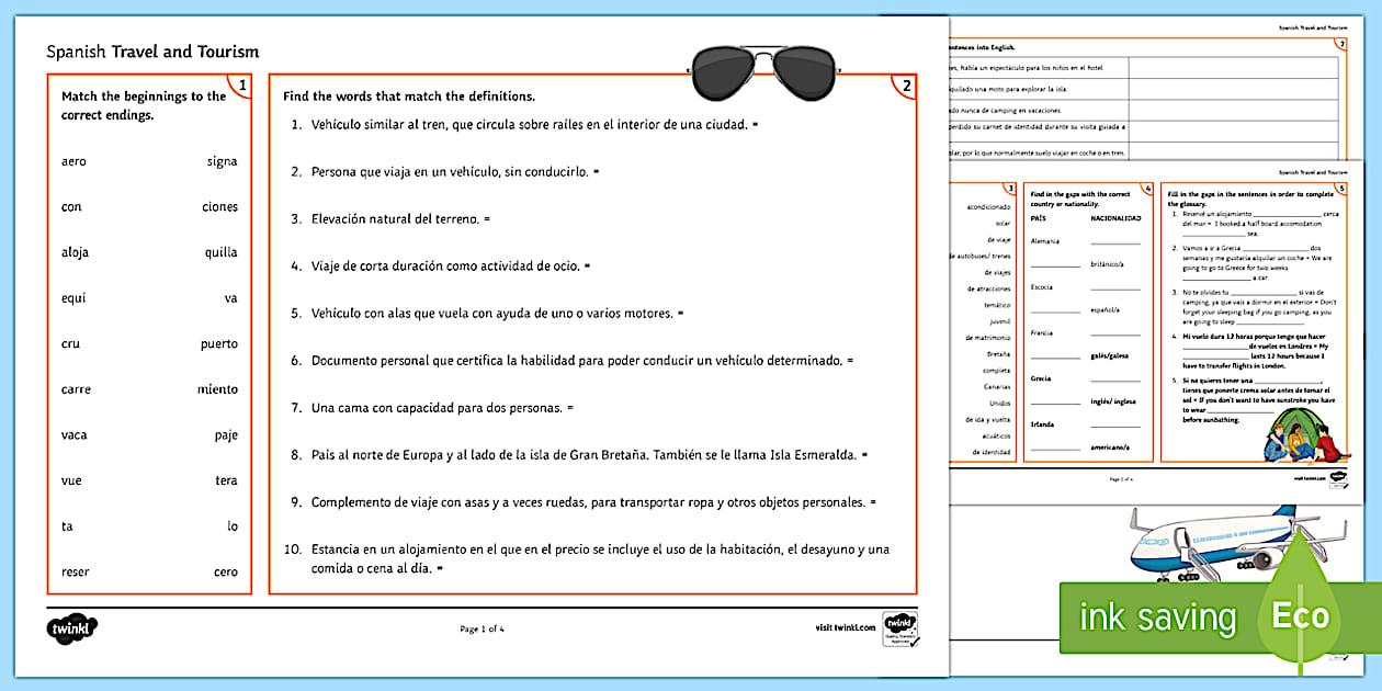 Travel And Tourism Activity Mat Spanish (teacher made)