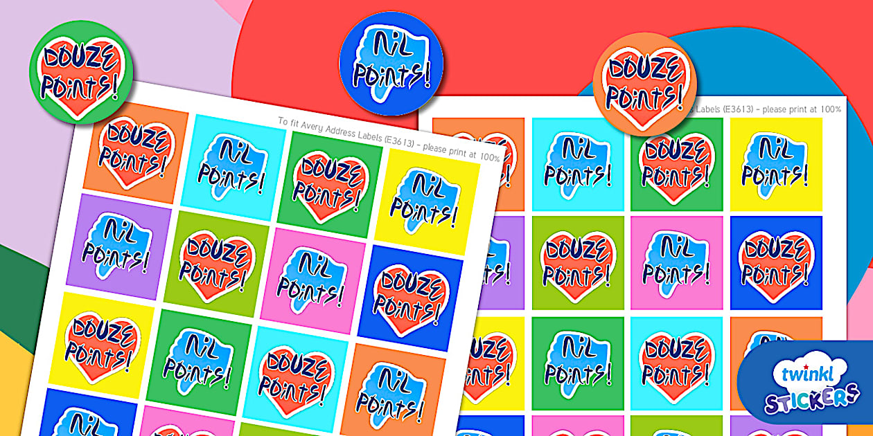 Song Contest - Nil or Douze Points Stickers (teacher made)