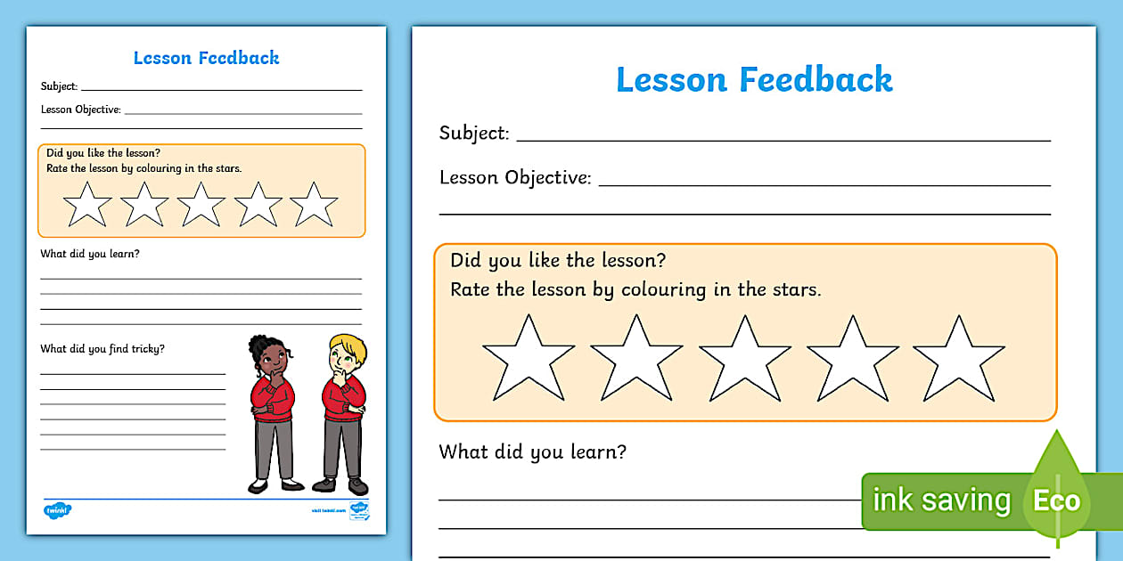 Lesson Feedback Template (teacher made) - Twinkl