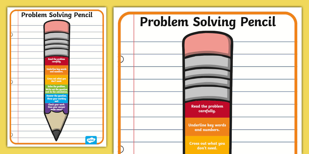 Editable Problem Solving Display Pencil - Twinkl