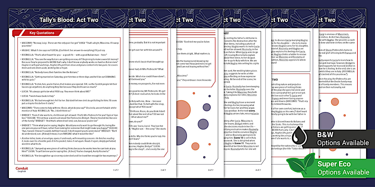Tally's Blood Revision: Act Two (teacher made) - Twinkl