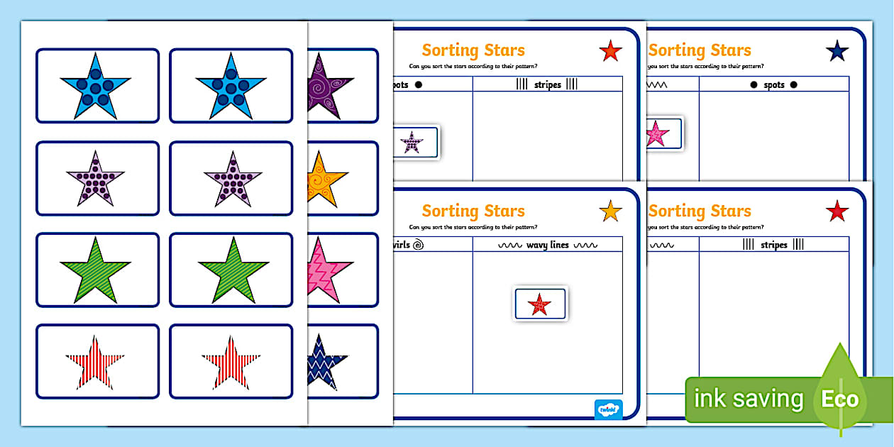 👉 Star Pattern Match and Sort Activity (teacher made)