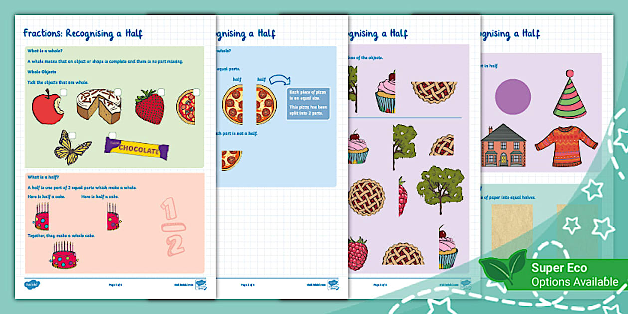 Fractions: Recognising a Half (Ages 5 - 6) (teacher made)