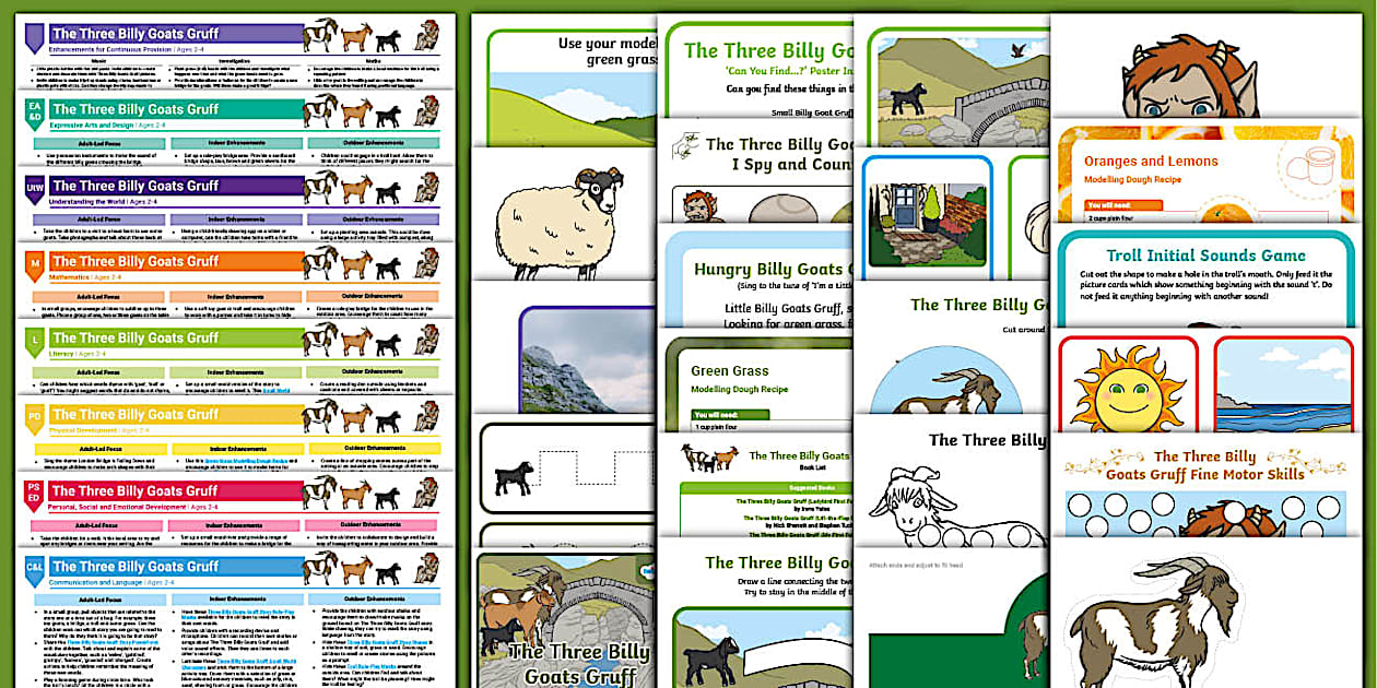 Kindergarten Billy Goats Gruff Planning and Resource Pack (Ages 2-4)