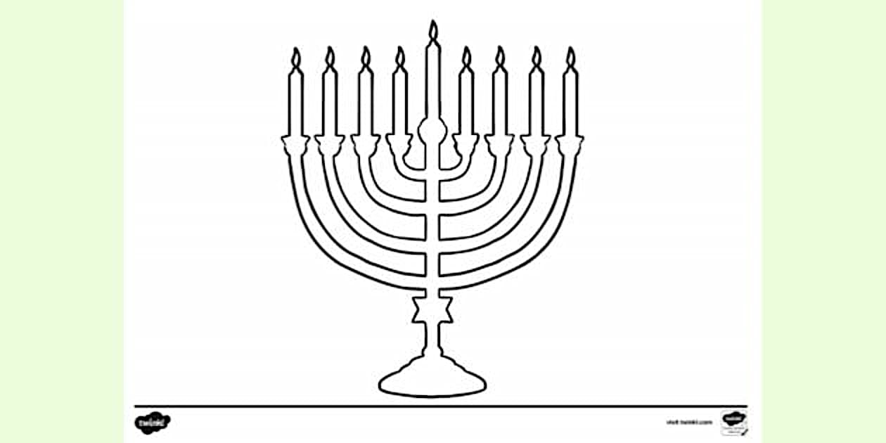 Hanukkah Menorah Outline Colouring Sheet