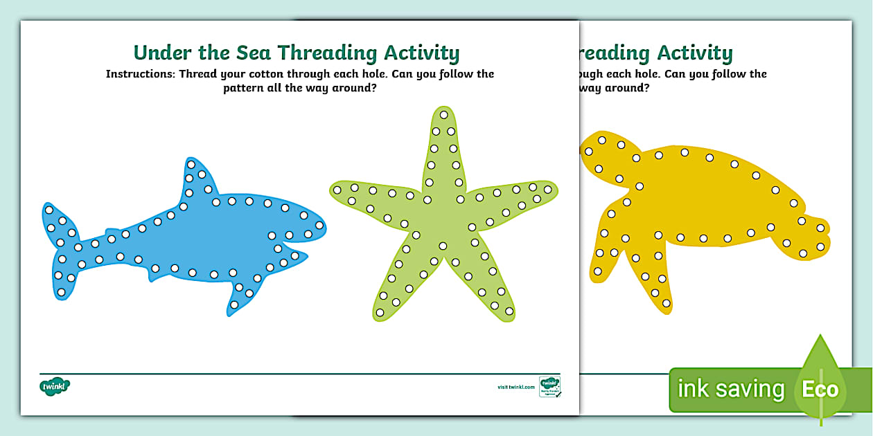 Under the Sea Fine Motor Threading Activity (teacher made)