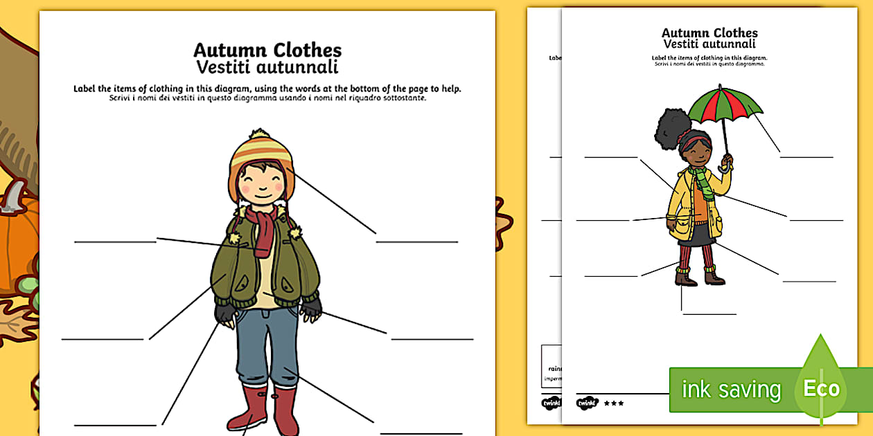 Autumn Clothes Labelling Differentiated Worksheet / Worksheet English ...