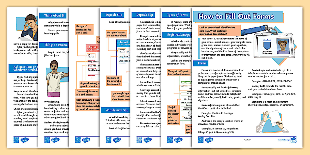 How to Fill Out Forms: Information Sheet | Grade 5 | Twinkl