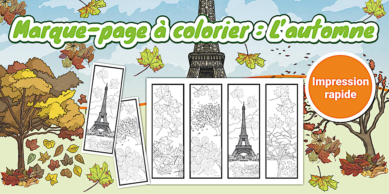 Marque-page à colorier : L'automne