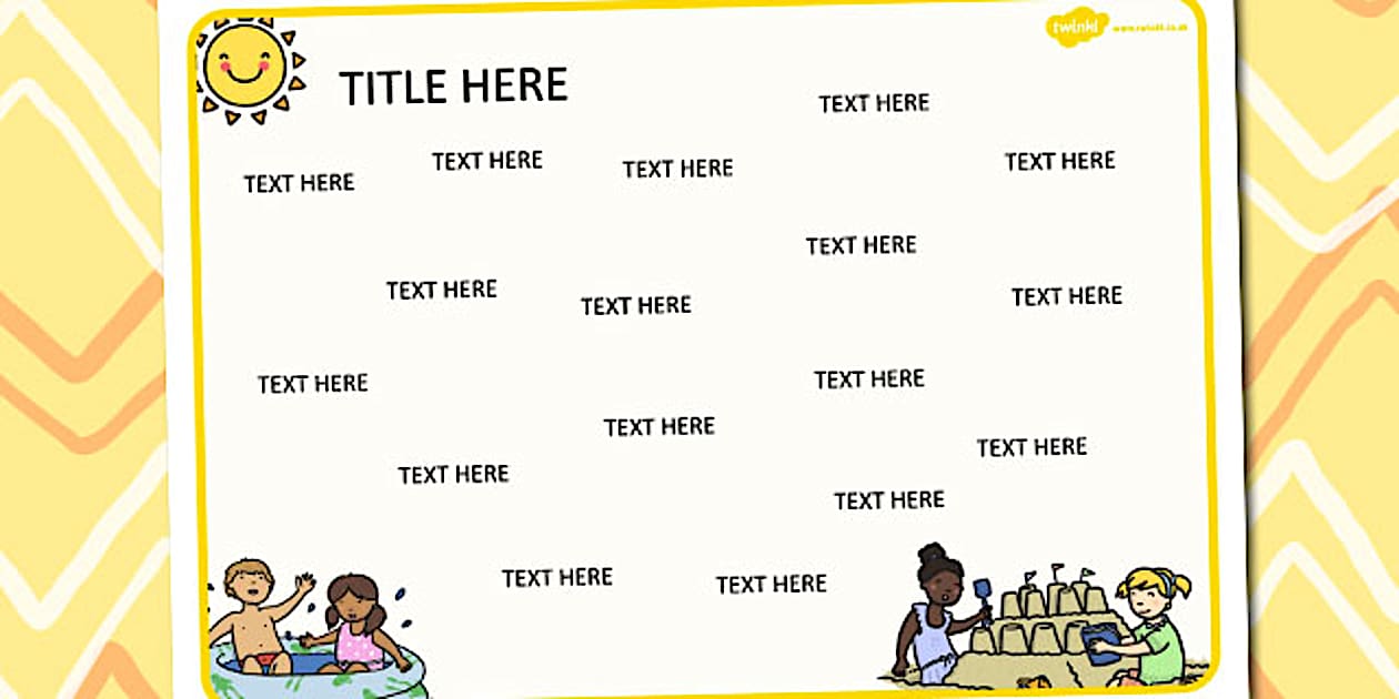 Black and White Summer Themed Editable Word Mat - Twinkl