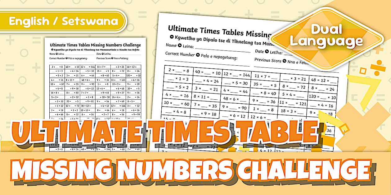 Grade 4 Maths - Term - Ultimate Times Tables Missing Numbers Challenge
