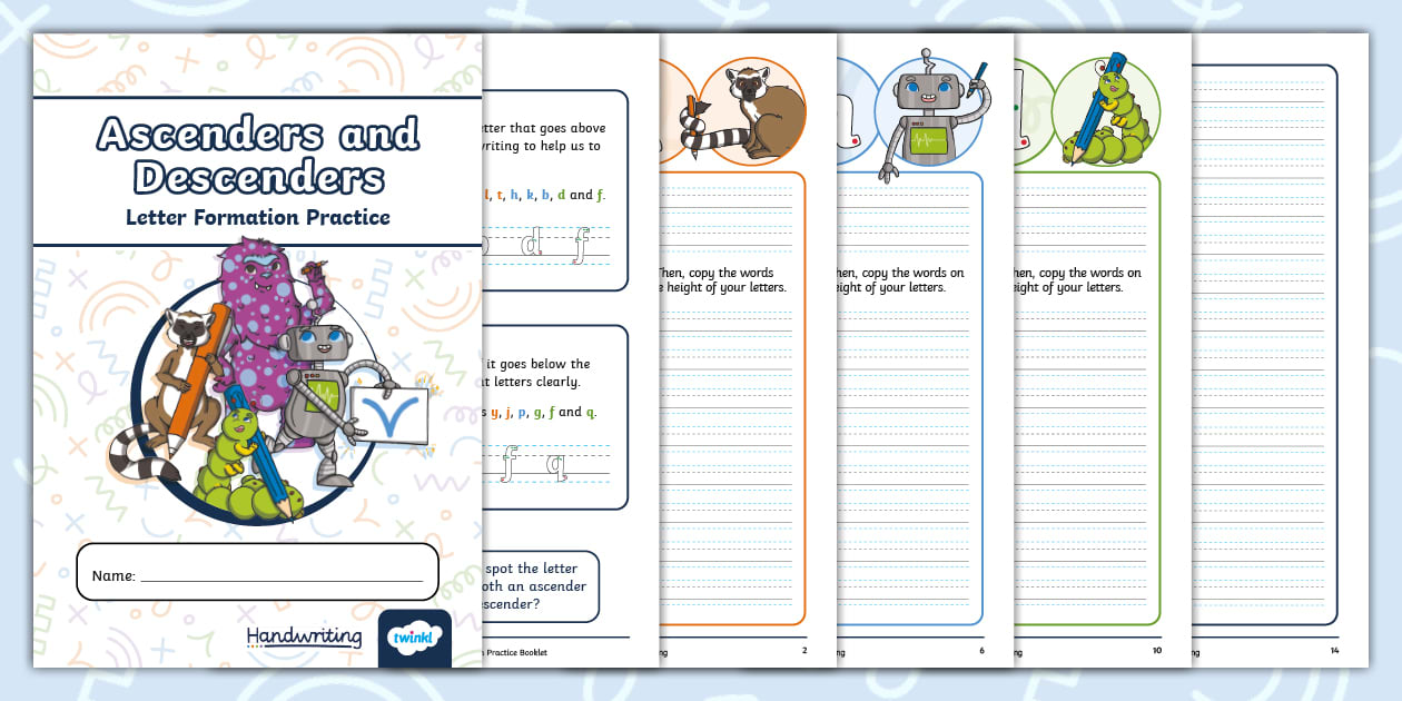 Twinkl Handwriting: Ascenders and Descenders Letter Formation Practice ...