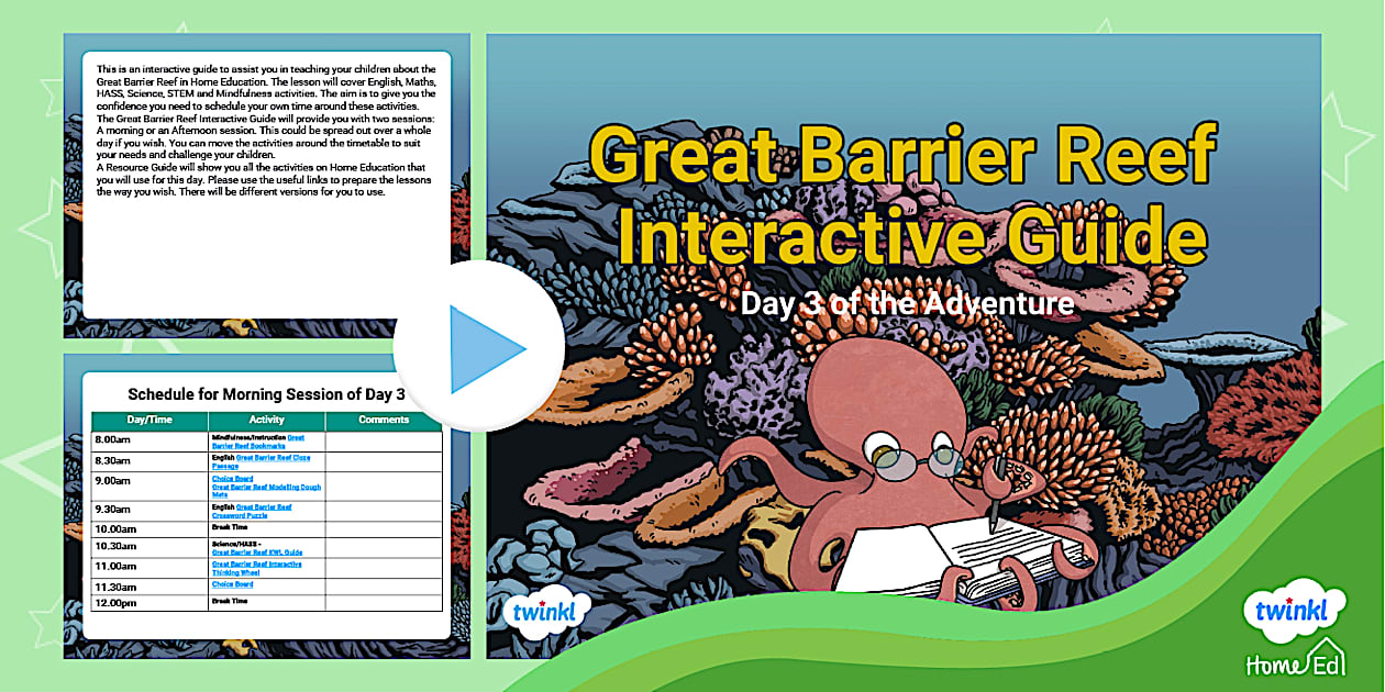 Great Barrier Reef Interactive Guide: Day Three - Twinkl