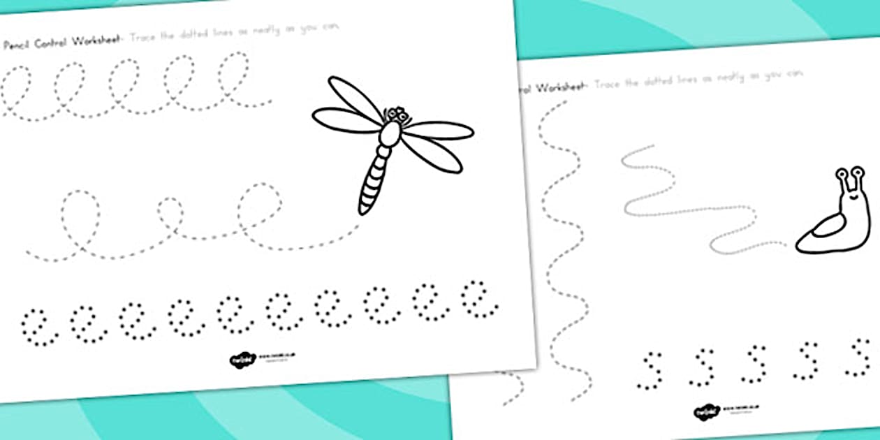 Minibeasts Cute Pencil Control Worksheets - fine motor skills