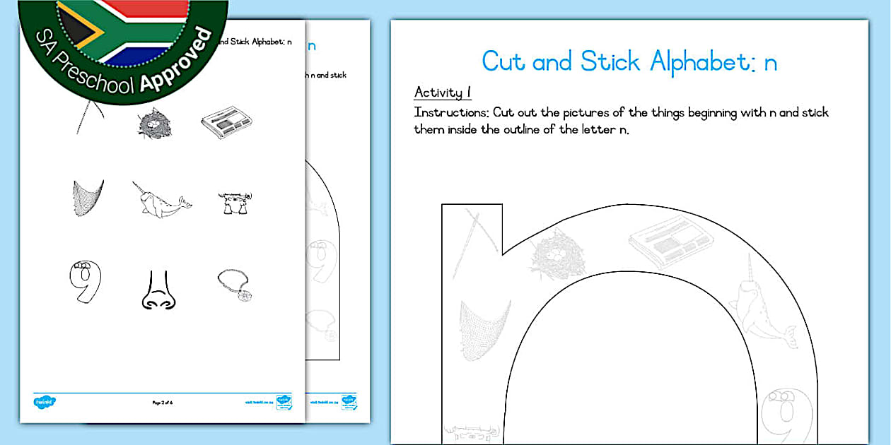 Alphabet Cut and Stick Activity Sheet -n (Teacher-Made)