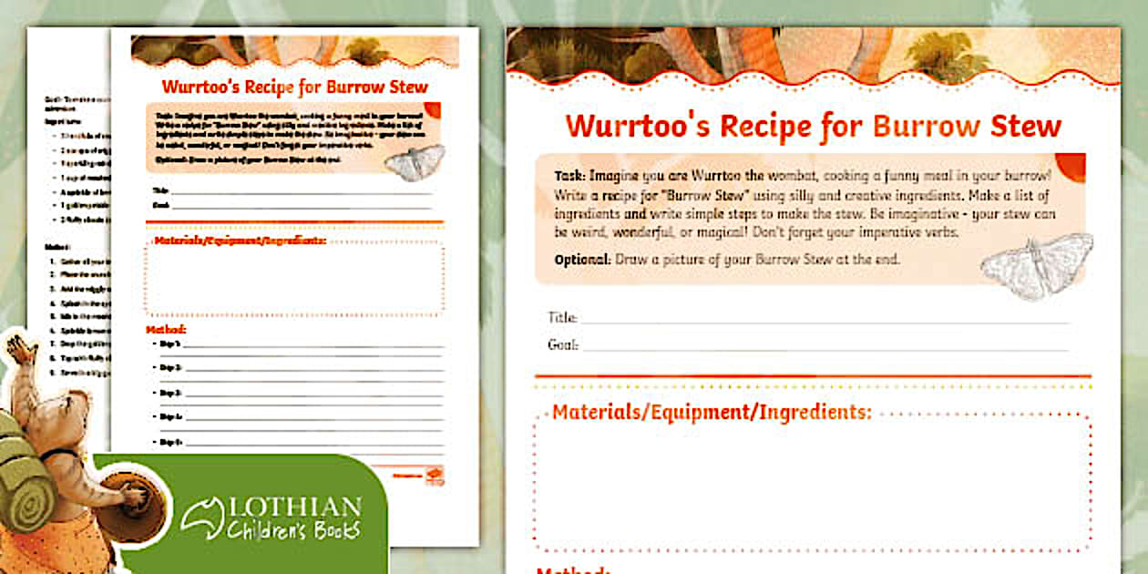 FREE! - Wurrtoo Recipe for Burrow Stew | Twinkl Resources
