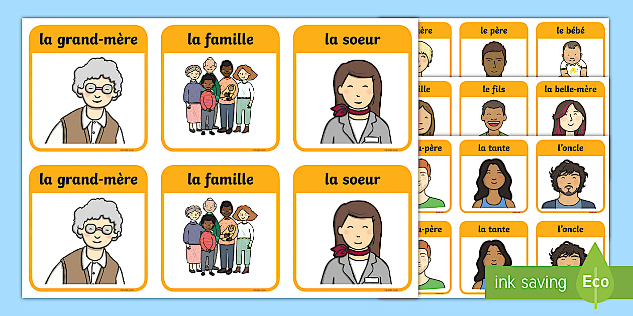 Cartes pour jeu de paires : Ma famille