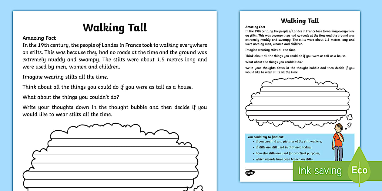 Walking Tall Worksheet / Worksheet - Twinkl