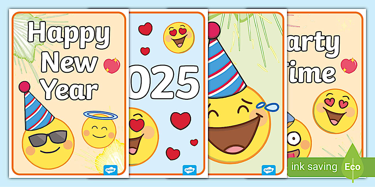 😊 Happy New Year Emoji - Primary Resources - Twinkl