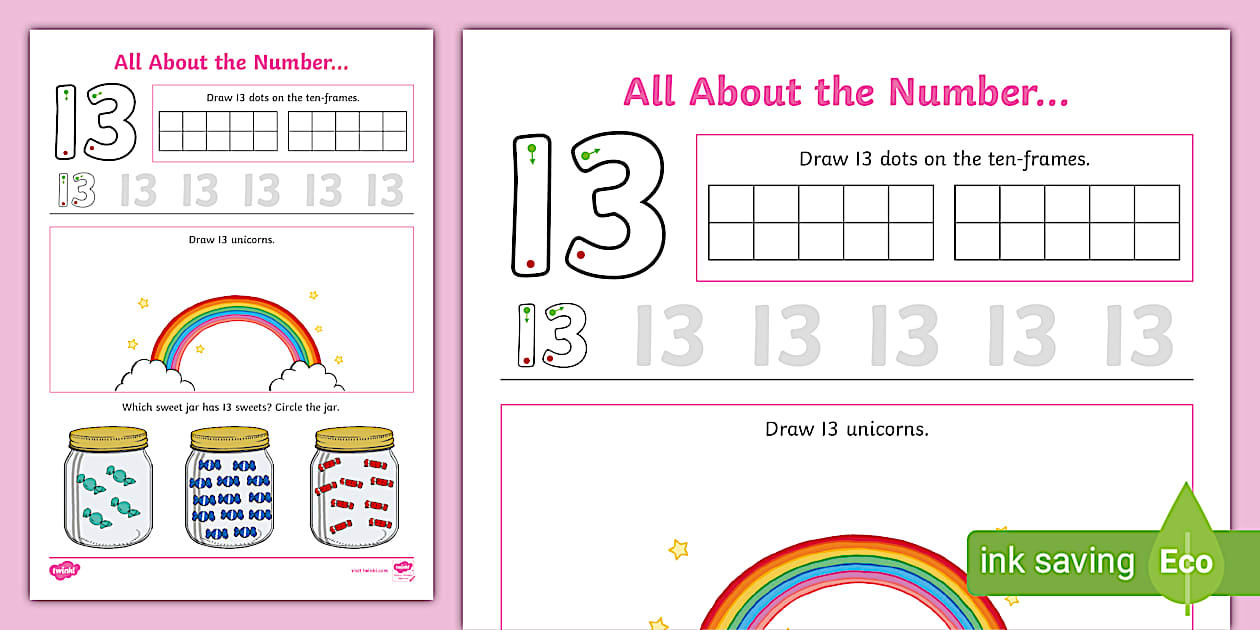 NSW All About Number 13 Worksheet (teacher made) - Twinkl