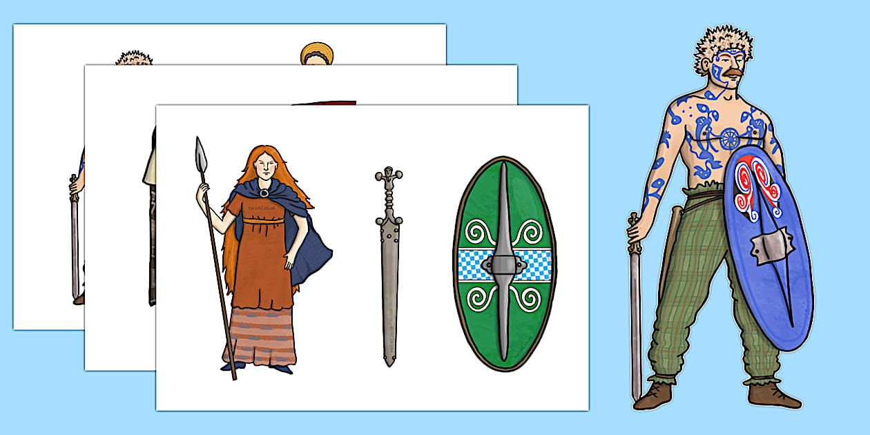 Black and White Iron Age Celts Display Picture Cut-Outs