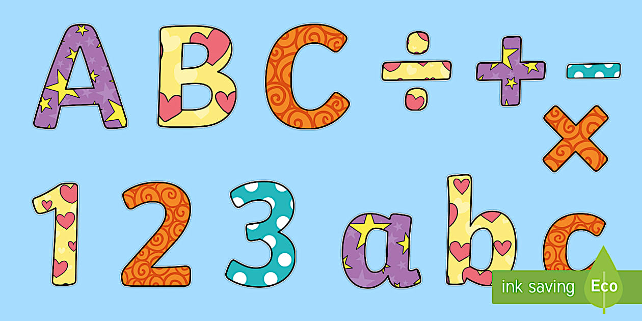 👉 Funky Patterned Display Letters and Numbers Pack 1