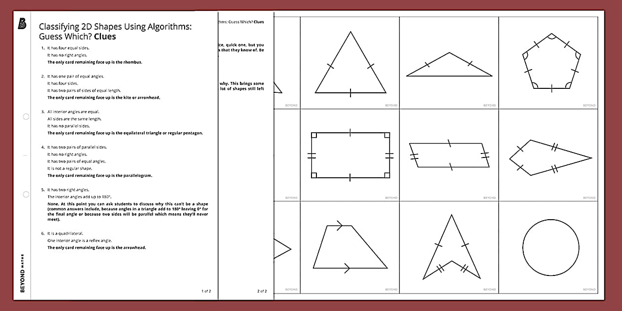 Classifying 2D Shapes Using Algorithms: Guess Which?
