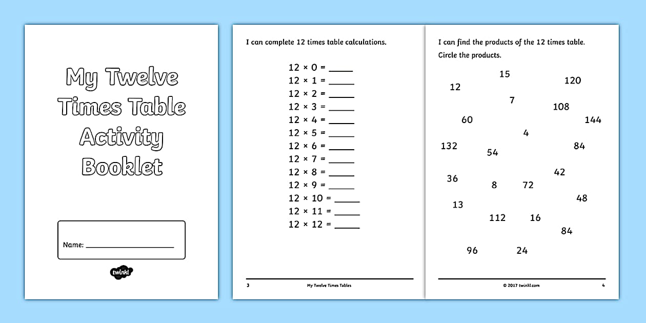 Twelve Times Table Activity Booklet (teacher made) - Twinkl
