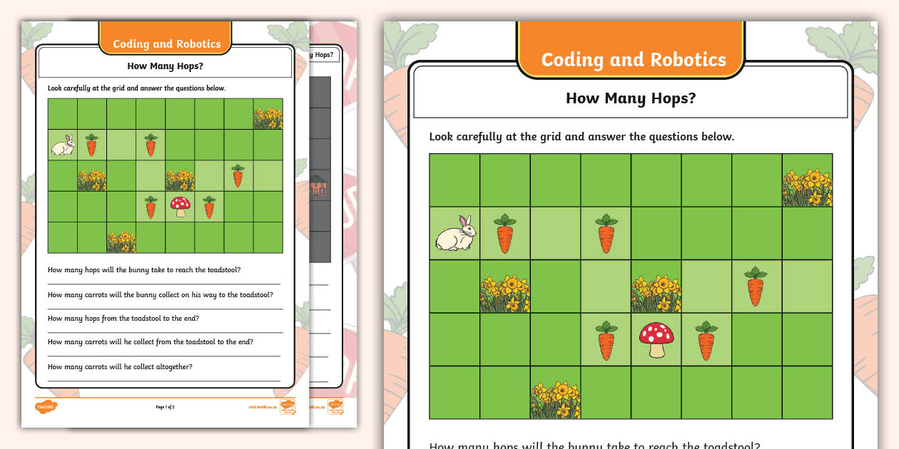 Grade 1 Robotics and Coding - Worksheet: How Many Hops?