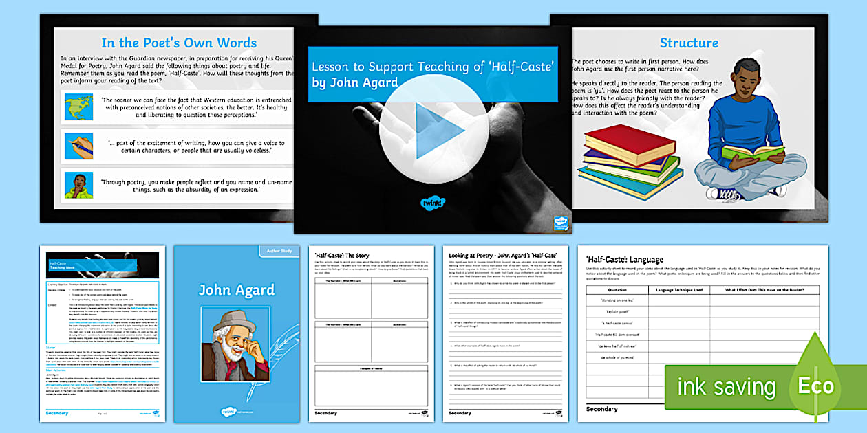 GCSE Poetry Lesson to Support Teaching On 'Half-Caste' by John Agard