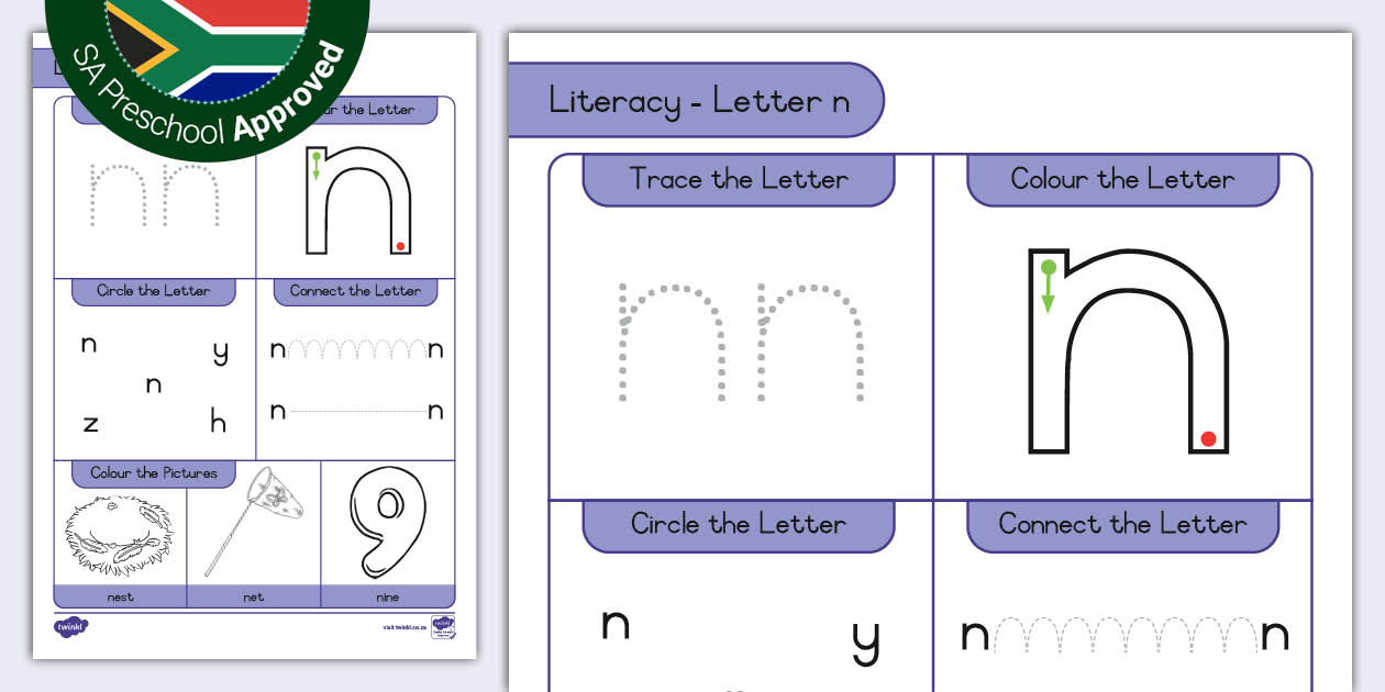 Preschool: Literacy: Letter n Worksheet (teacher made)