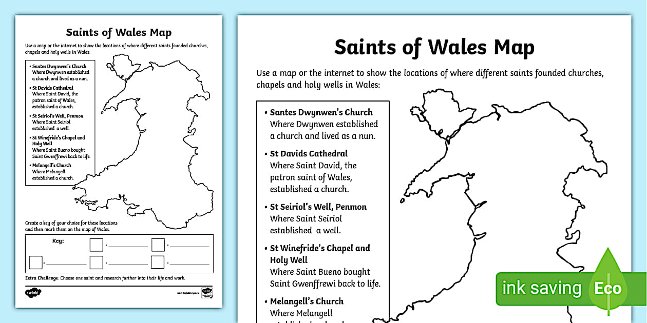 Saints of Wales: Find the Location - Twinkl