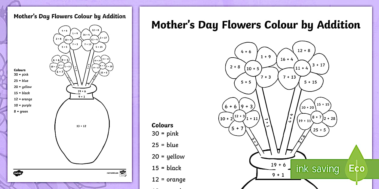 Mother's Day Flowers Addition Colouring Page-Australia