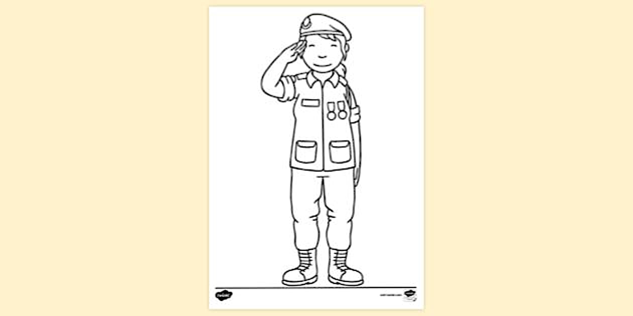 Female Armed Forces Colouring Sheet | Colouring Sheets