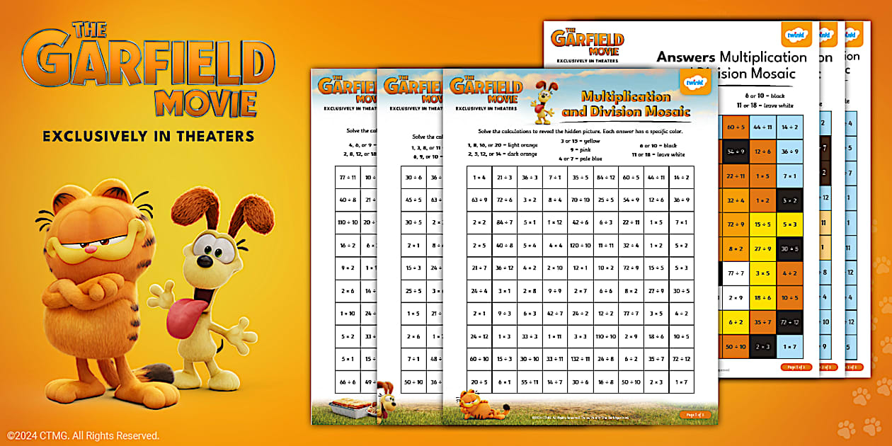 FREE! - Garfield: Multiplication Mosaics to 12x - Twinkl