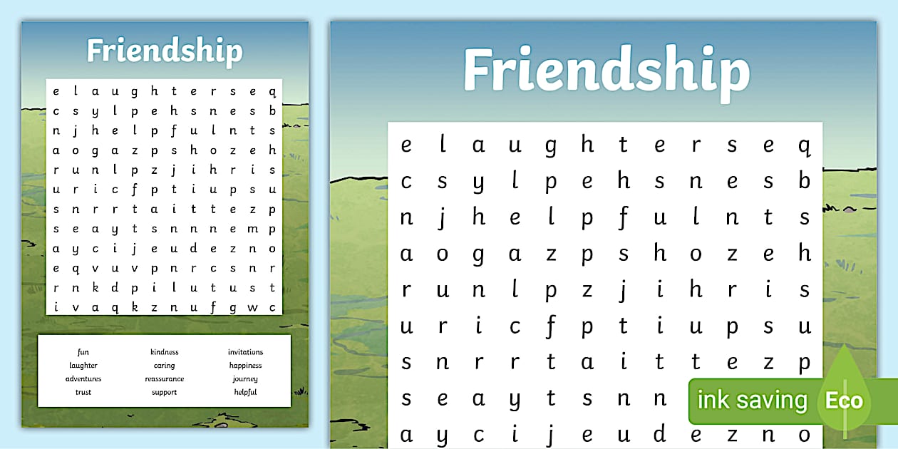 Friendship Themed Word Search For Kids - Primary Resources