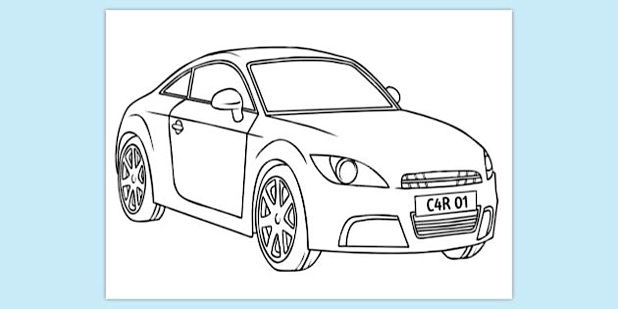 Nice Car Colouring Page (teacher made) - Twinkl