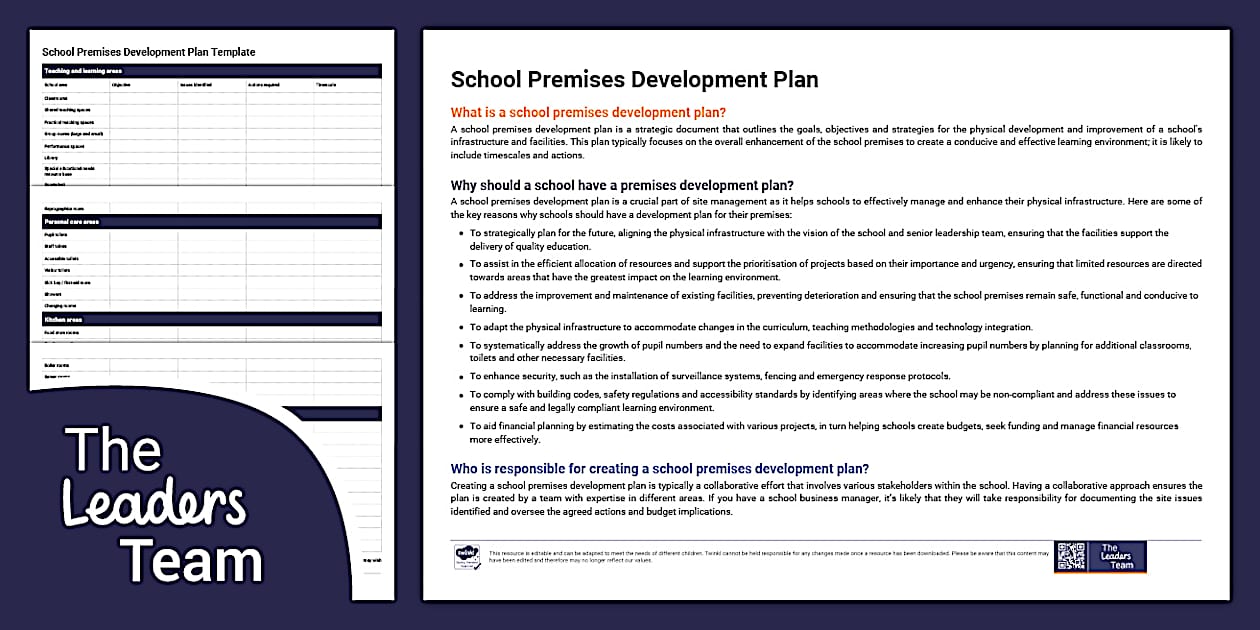 School Premises Development Plan - SLT - Twinkl