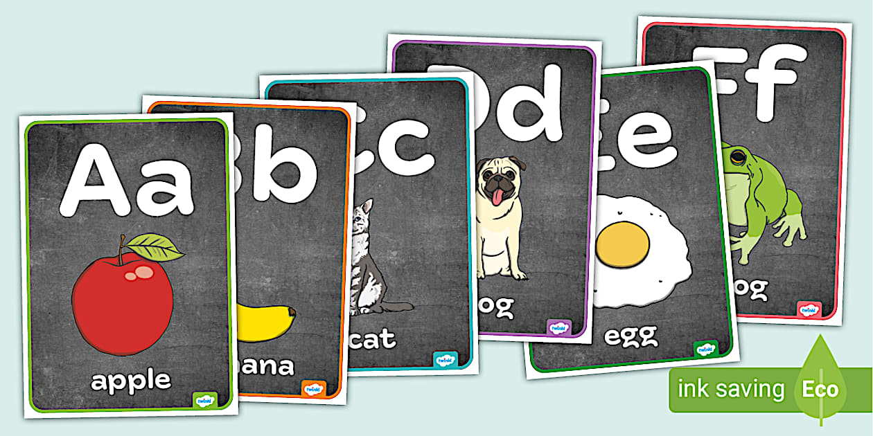 Chalkboard Alphabet Display Posters (Teacher-Made) - Twinkl