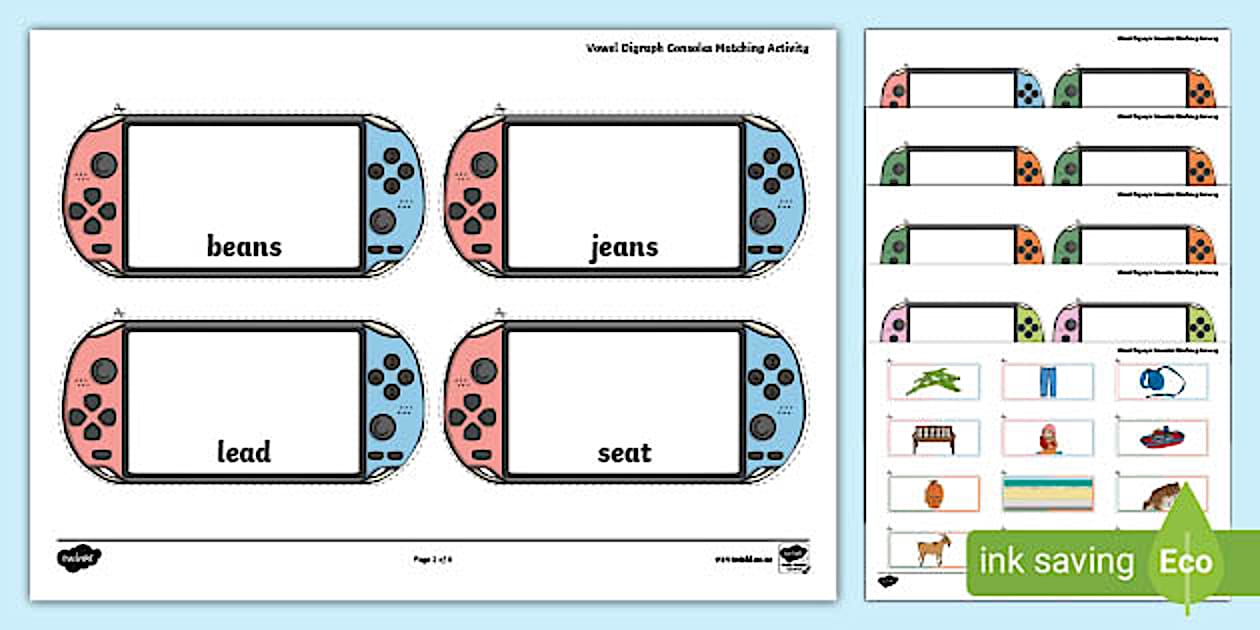 Vowel Digraph Consoles Matching Activity (teacher made)
