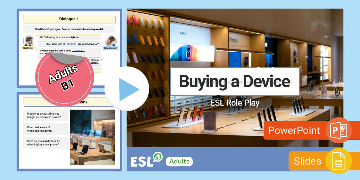 ESL Buying Devices Role Play [Adults, B1] (teacher made)