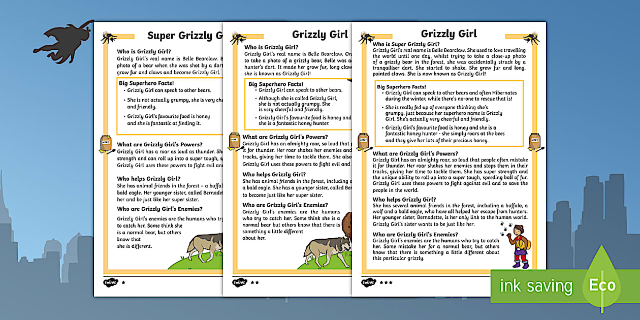 Lower Ability Grizzly Girl: A Superhero Differentiated Fact File