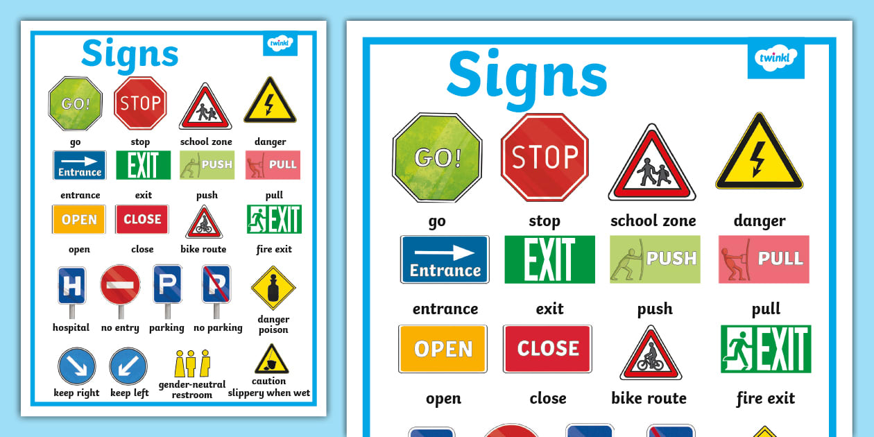 Traffic Signs Poster - Twinkl Display Posters (teacher made)