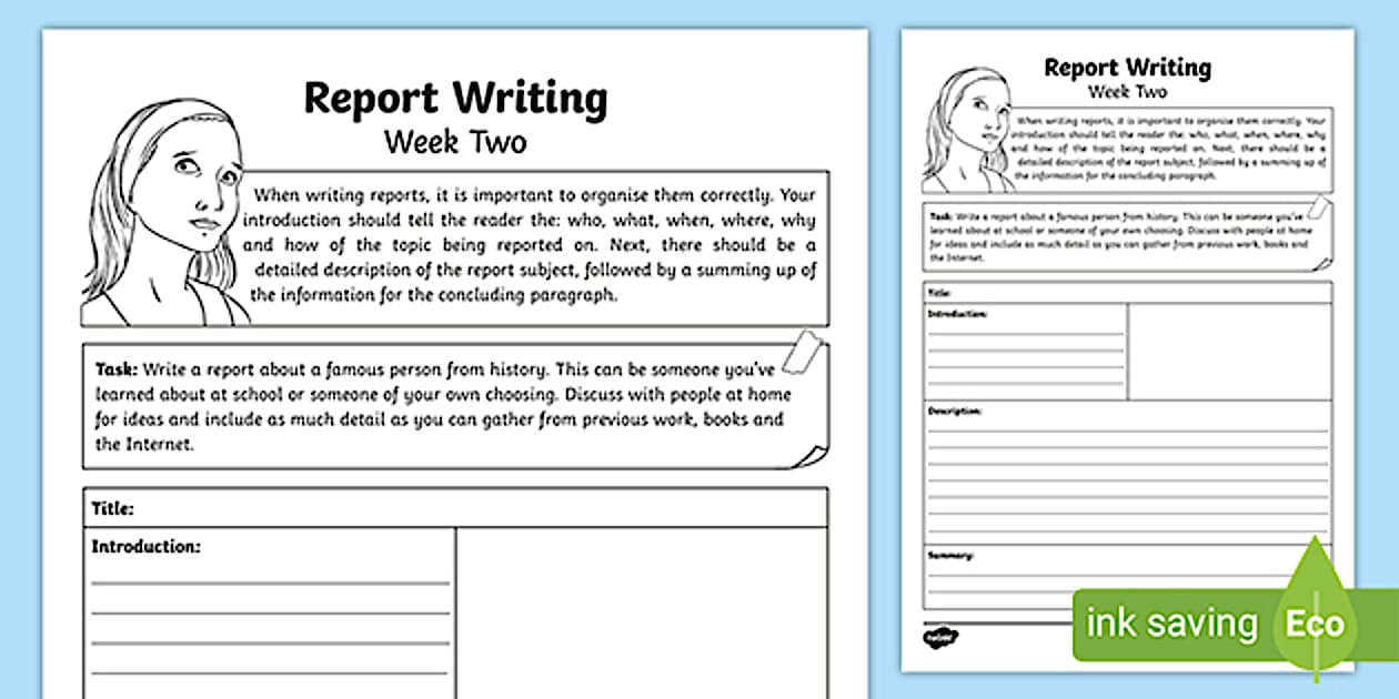 Report writing frame homework sheet. (teacher made) - Twinkl