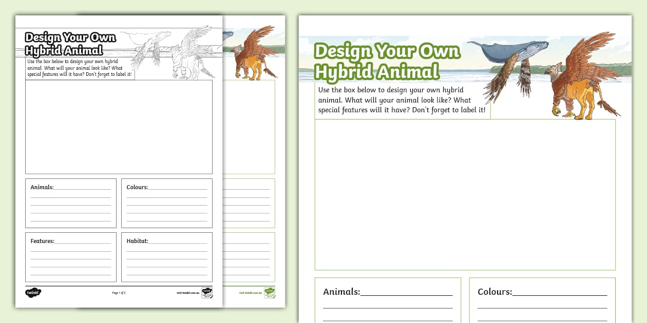 Design Your Own Hybrid Animal Worksheet - Twinkl