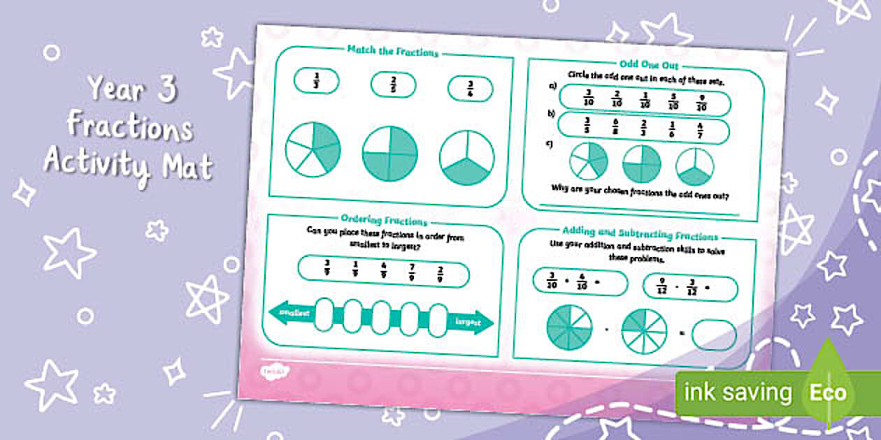 Year 3 Fractions Activity Mat | Parents Maths Resource