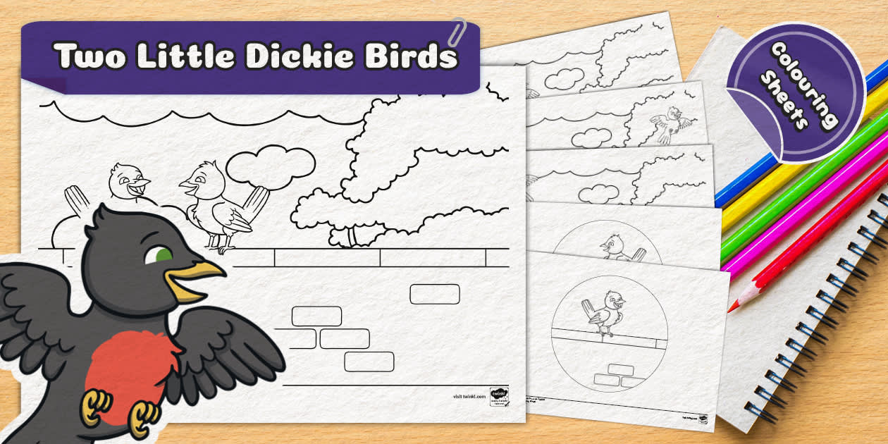 Two Little Dickie Birds Story Colouring Sheets